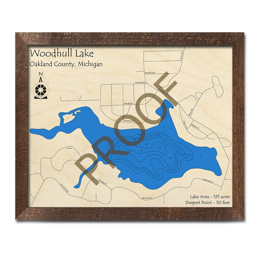 Woodhull Lake MI 3D Wood Carved Map Custom Nautical Map | Etsy