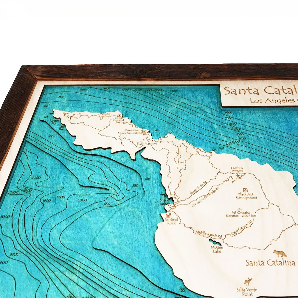 3D Catalina Map Nautical Wood Chart Laser-etched Carved 3D - Etsy