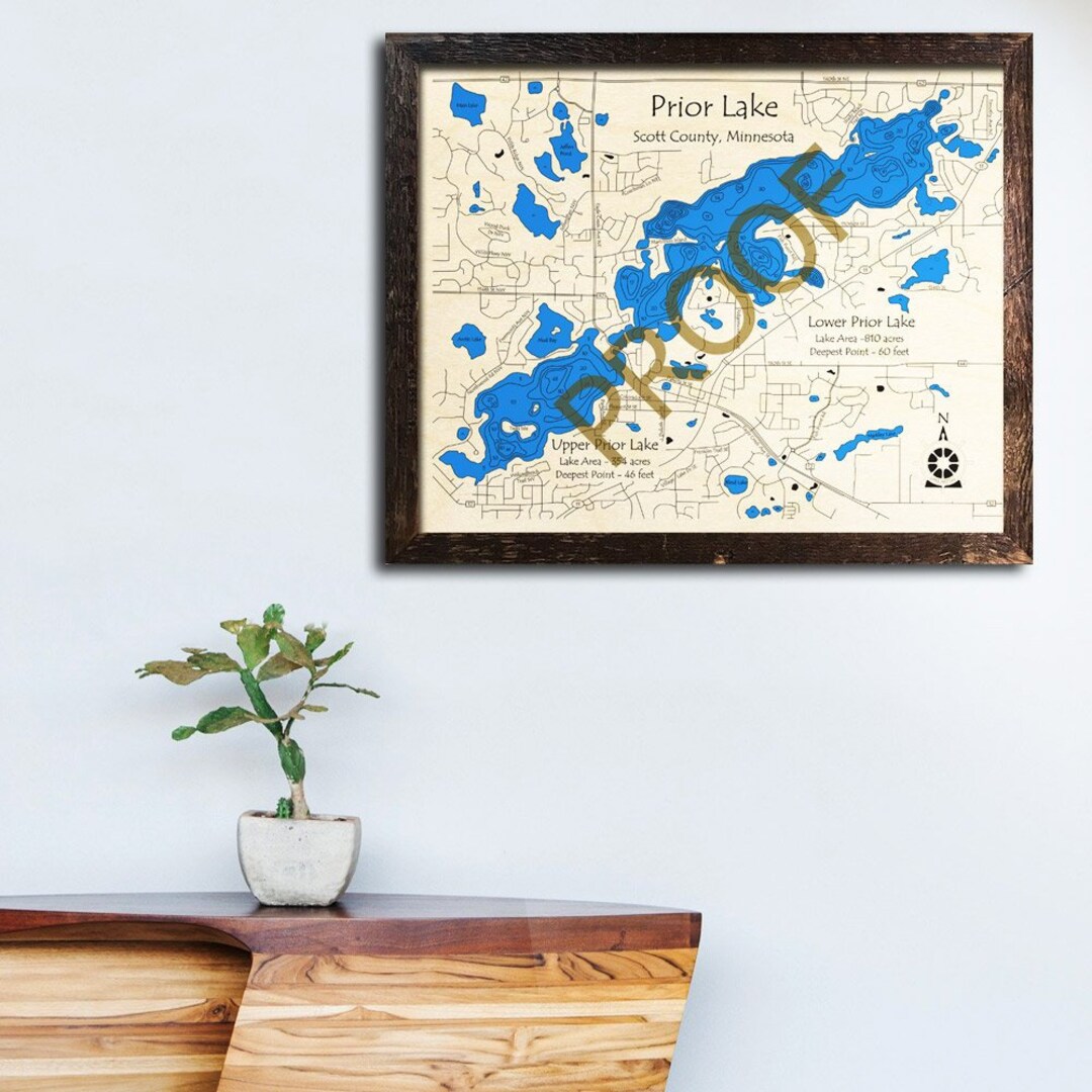 Prior Lake, Minnesota 3D Laser-cut Map | Topographic Map | Nautical ...
