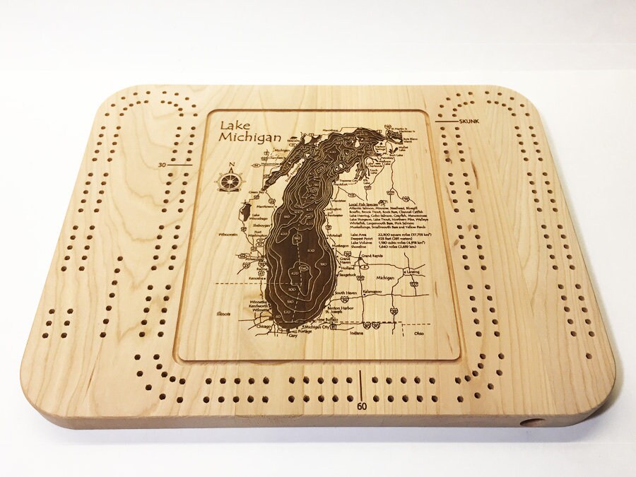 Wooden Lake Michigan Cribbage Board | Custom Cribbage Board ...