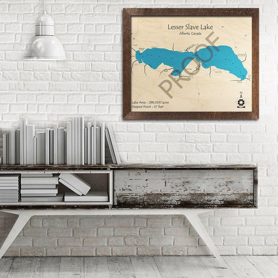 Lesser Slave Lake 3D Wood Map Alberta Canada Custom - Etsy