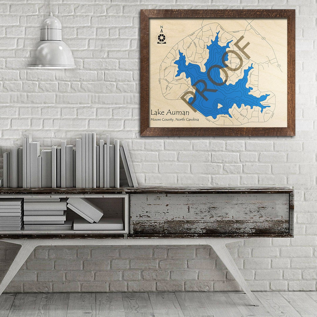 Lake Auman, NC 3D Wood Map | Custom Nautical Chart, Unique Cabin Decor ...