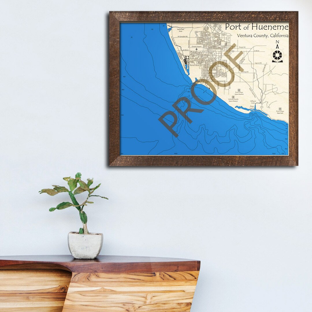 Port of Hueneme, CA 3D Wood Map | 3D Depth Map, Cabin Decor, Lake House ...