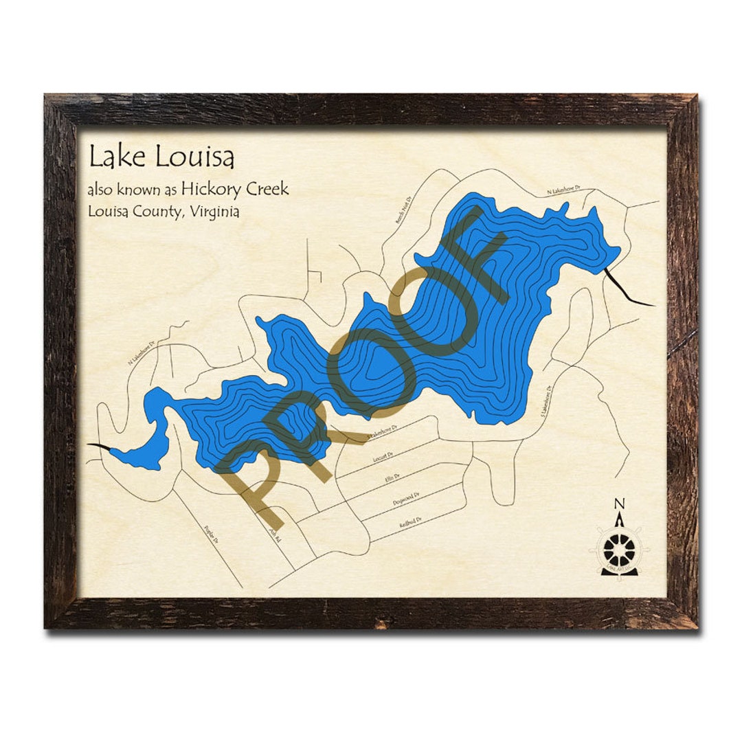 3D Lake Louisa Map, Virginia, 3D Wood Map | Custom Cabin Decor - Lake ...