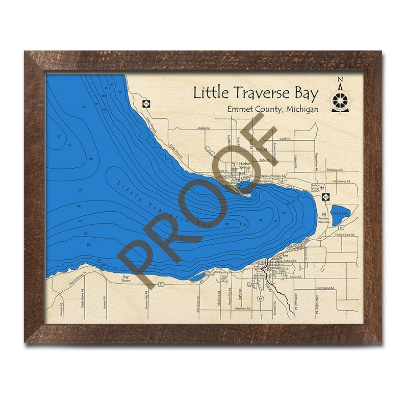 Little Traverse Bay-lake Michigan MI 3D Wood Map Custom | Etsy