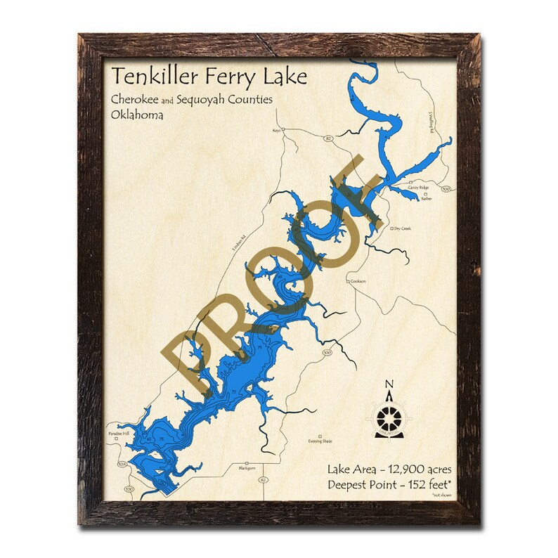 Tenkiller Ferry Lake Oklahoma 3D Wood Map Cabin Decor - Etsy