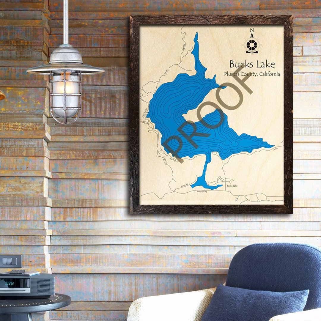 Bucks Lake, California 3D Wood Map | Cabin Decor - Lake House Décor ...