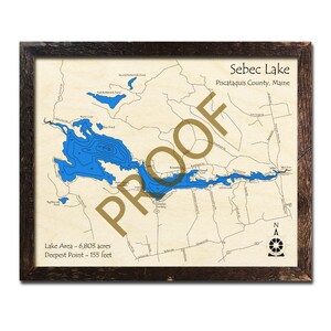 Sebec Lake, Maine 3D Wood Map | Cabin Decor - Lake House Décor ...