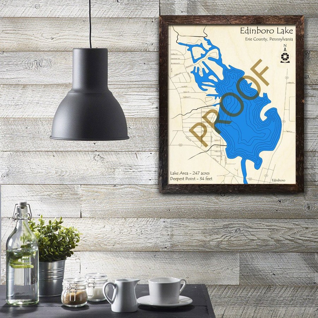 Edinboro Lake, PA 3D Wood Map | Custom Cabin Decor - Lake House Décor ...