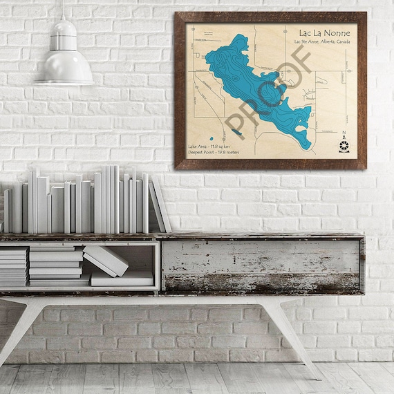 Lac La Nonne 3D Wood Map Lac Ste Anne Alberta Canada - Etsy