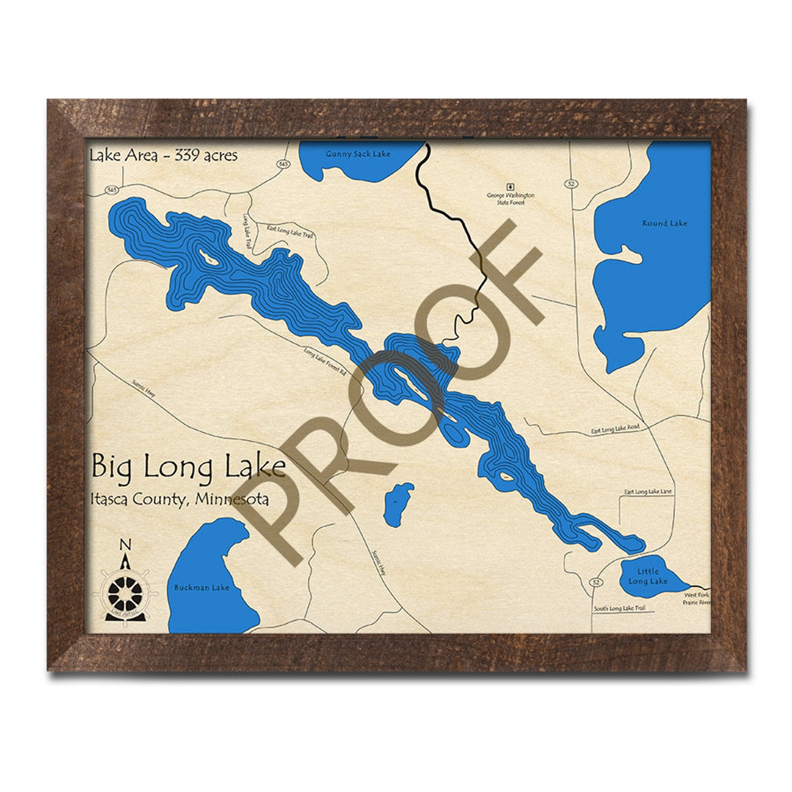 Big Long Lake MN 3D Wood Map Custom Nautical Map Cabin - Etsy