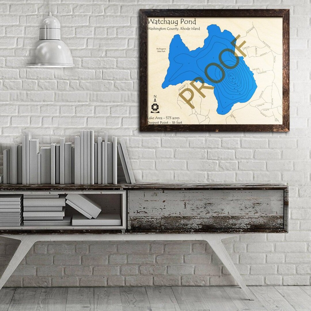 Watchaug Pond, Rhode Island 3D Wood Map Cabin Decor Lake House Décor ...