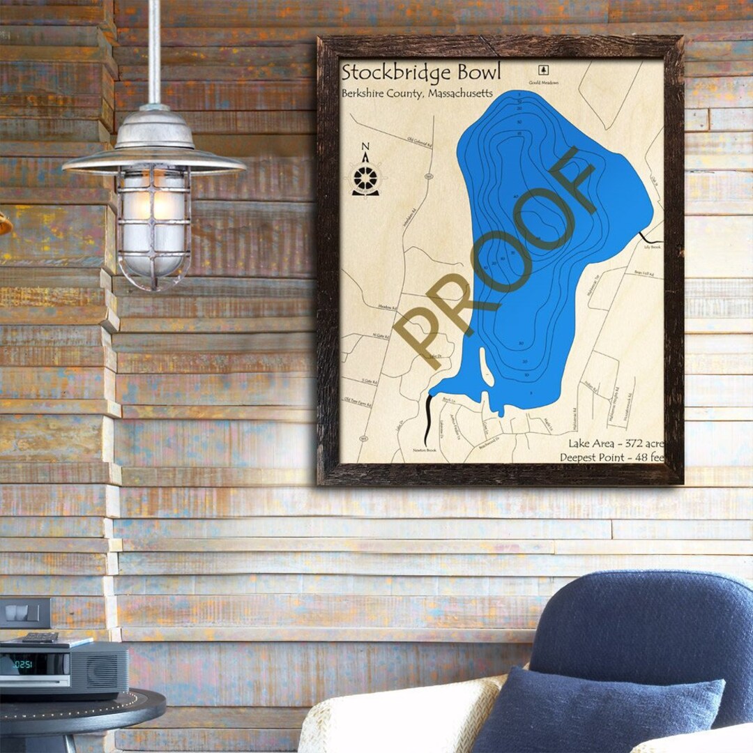 Stockbridge Bowl, Massachusetts, 3D Wood Map, Lake House Decor - Etsy