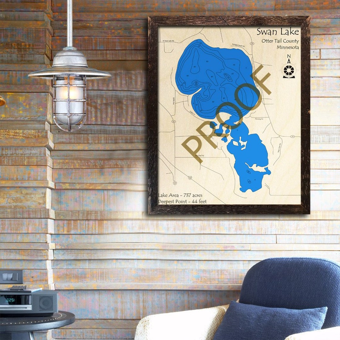 Swan Lake, MN 3D Wood Map | Cabin Decor - Lake House Décor - Nautical ...