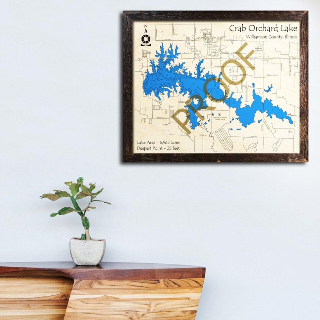 Crab Orchard Lake, Illinois, 3D Wood Map, Nautical Lake House Decor - Etsy