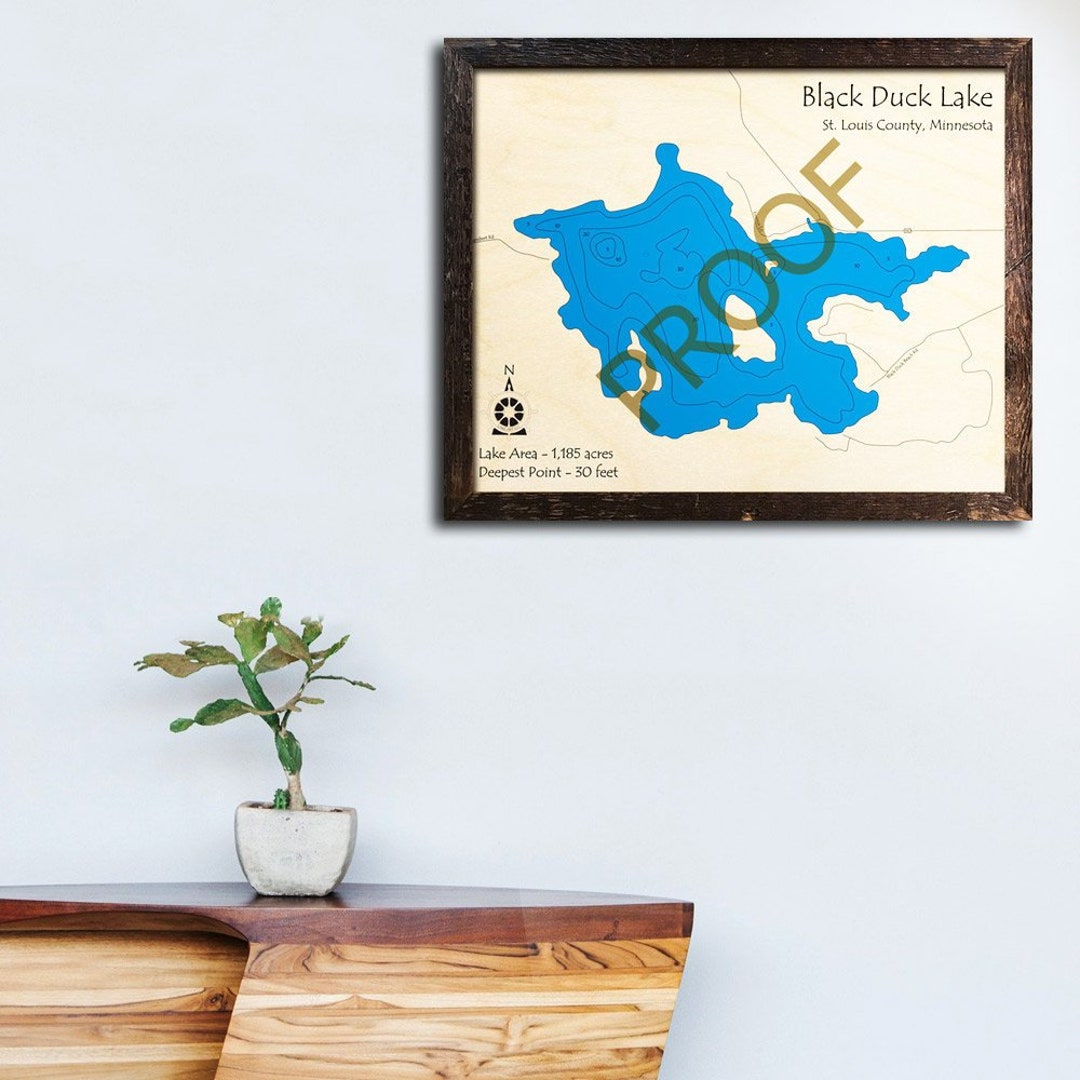 Black Duck Lake, Minnesota 3D Wood Map Cabin Decor Lake House Décor ...