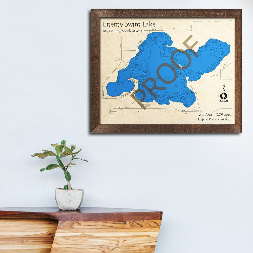 Enemy Swim Lake SD 3D Wood Map 3D Depth Map Cabin Decor | Etsy