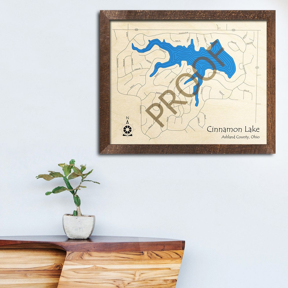 Cinnamon Lake Ohio 3D Wood Map Custom Nautical Map Cabin | Etsy
