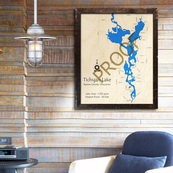 Tichigan Lake WI 3D Wood Map Cabin Decor Lake House Décor - Etsy