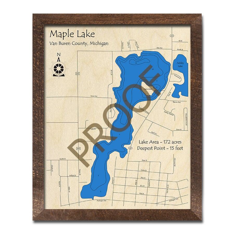 Maple Lake MI 3D Wood Map Custom Nautical Map Cabin Decor | Etsy