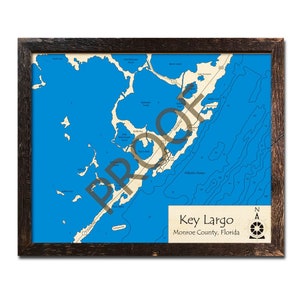 Key Largo - Florida Keys 3D Laser-cut Wood Map | Beach House Décor ...