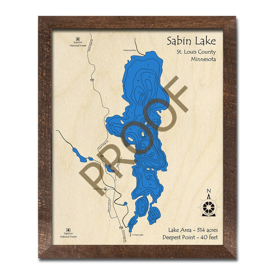 Sabin Lake, MN 3D Wood Map | Custom Nautical Map, Cabin Decor, Lake ...