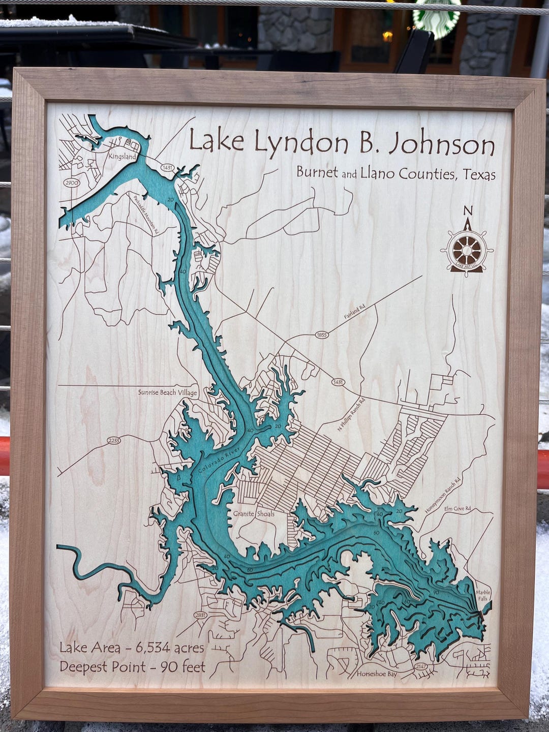 Lake Lyndon B Johnson, Texas 3D Wood Map | Cabin Decor - Lake House ...