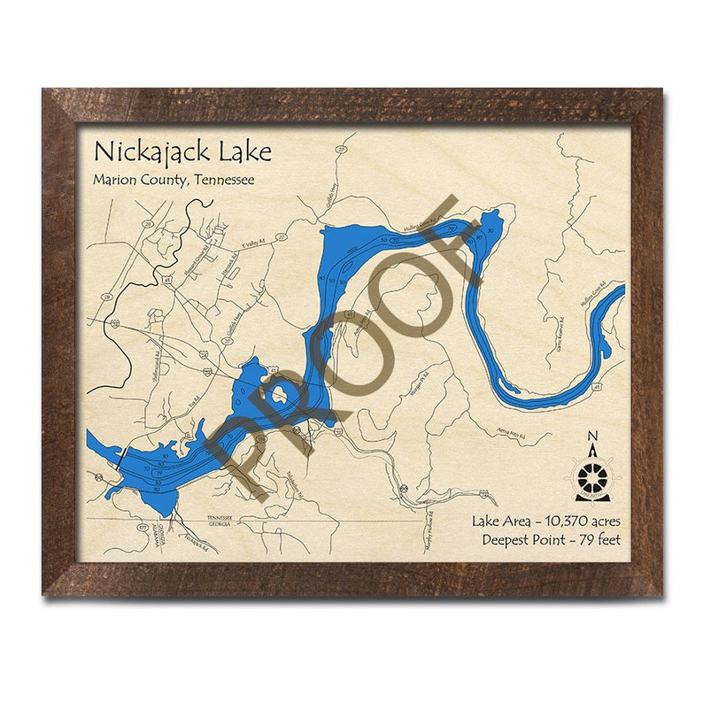 Nickajack Lake TN 3D Wood Map Custom Nautical Map Cabin - Etsy