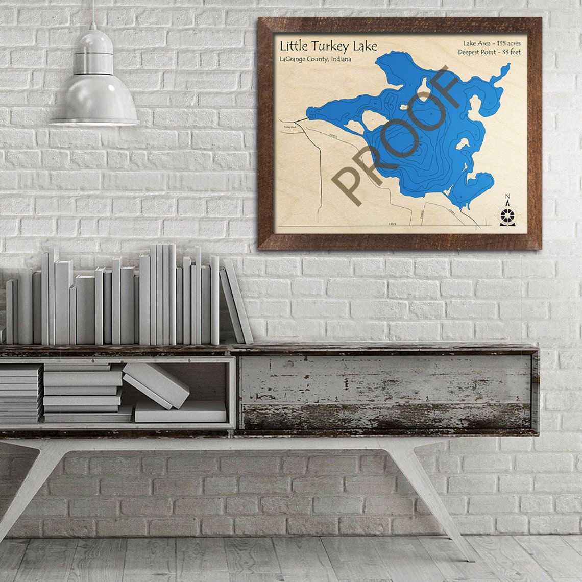 Little Turkey Lake Indiana 3D Wood Map Custom Nautical Map - Etsy