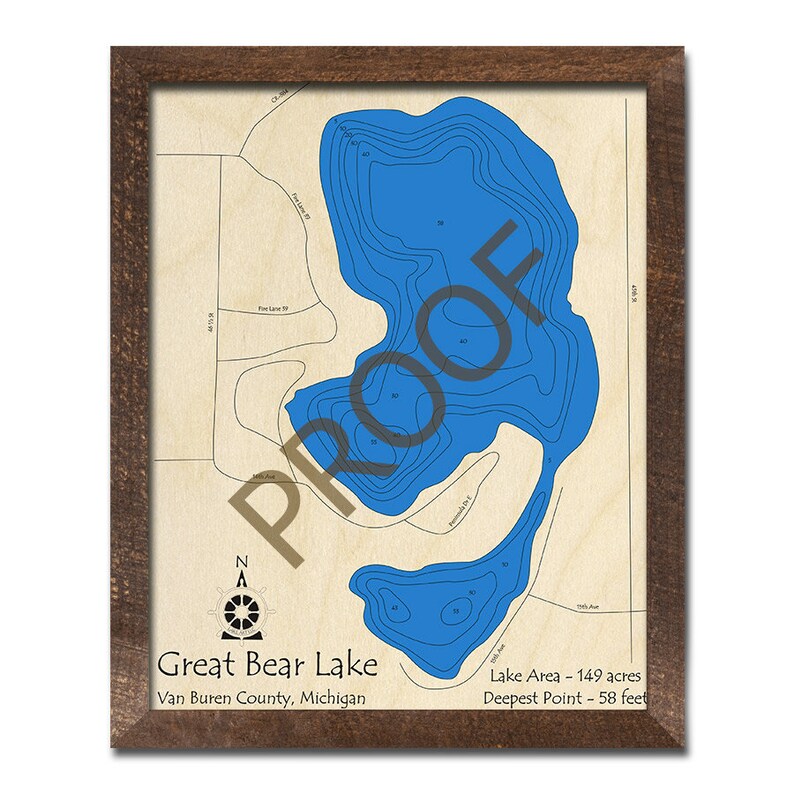 Great Bear Lake Map 3D Wood Map Great Bear Lake MI Custom - Etsy