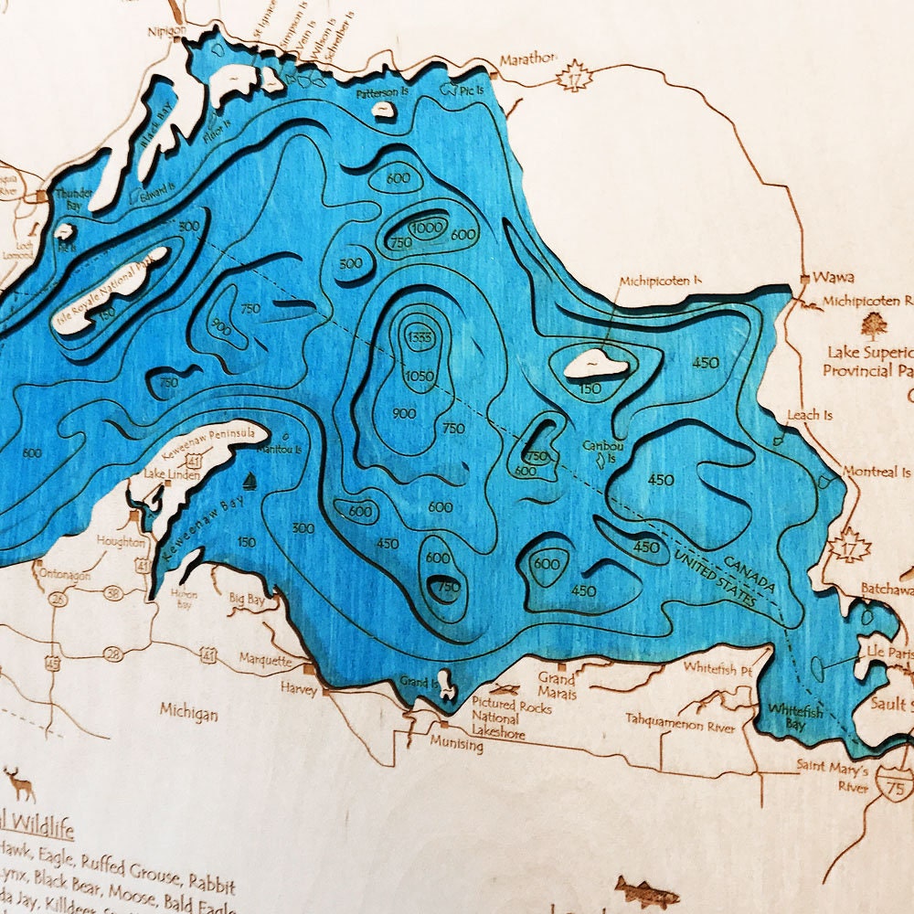 Lake Superior Depth Contour Map