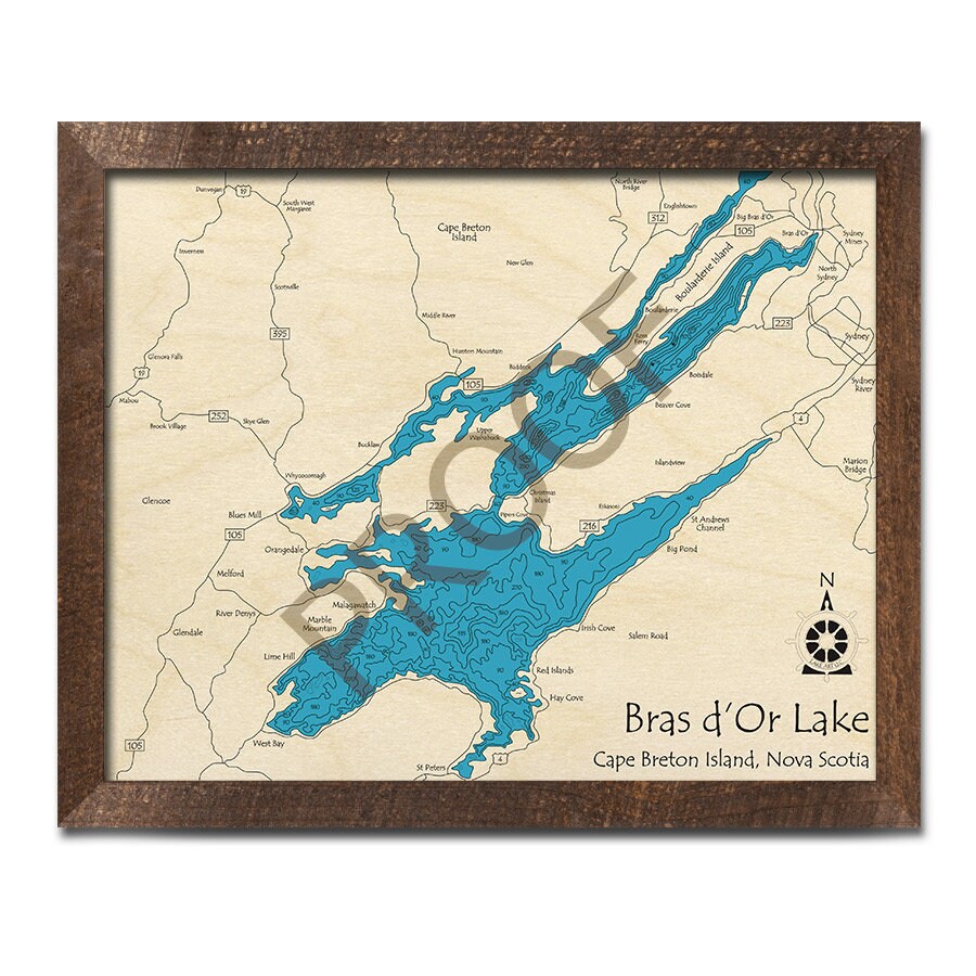 Bras D'or Lake 3D Wood Map Cape Breton Island Nova | Etsy