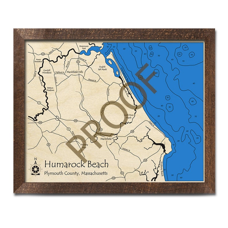 Humarock Beach, MA 3D Wood Map | Custom Nautical Chart, Unique Cabin ...