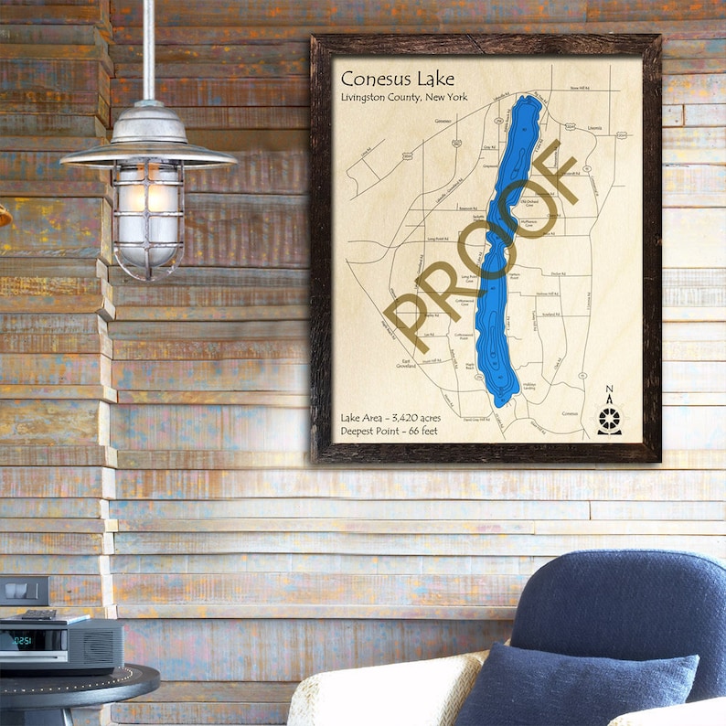 Conesus Lake Finger Lakes New York 3D Wood Map Lake - Etsy