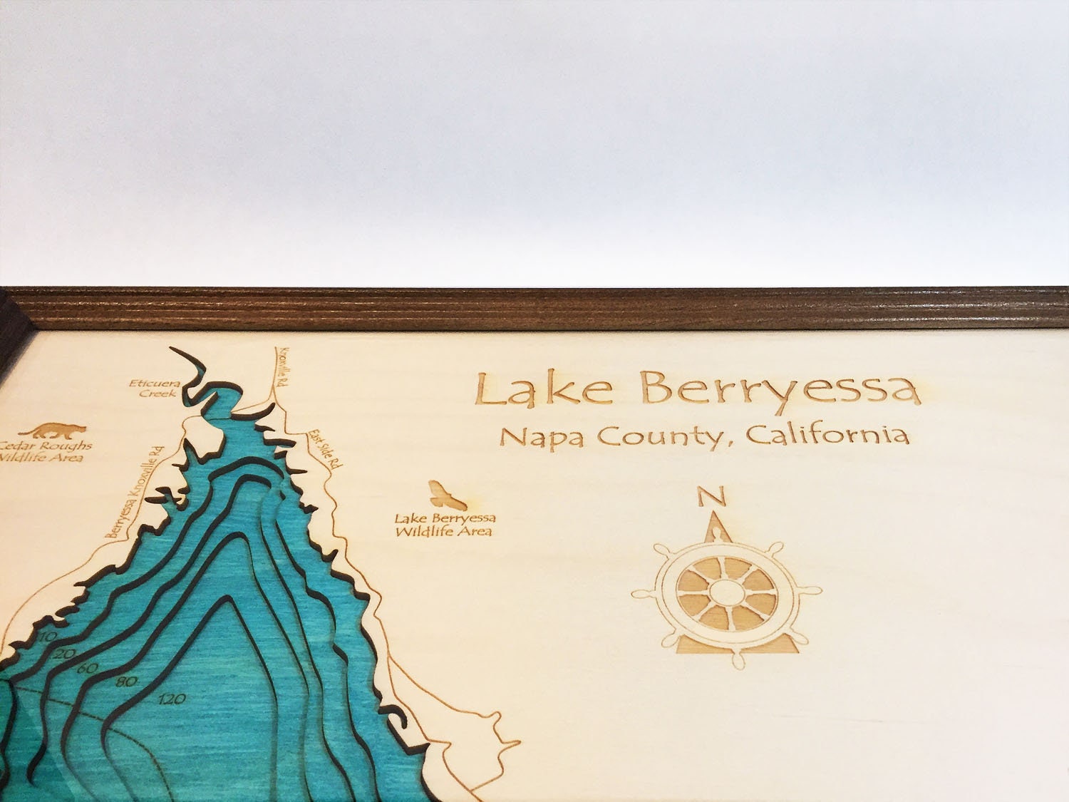 Lake Berryessa California 3D Laser-cut Wood Map Depth Map of | Etsy