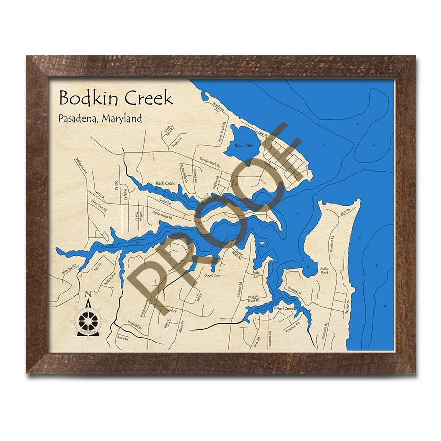 Bodkin Creek - Patapsco River, 3D Map | Custom Nautical Wood Map, Cabin ...