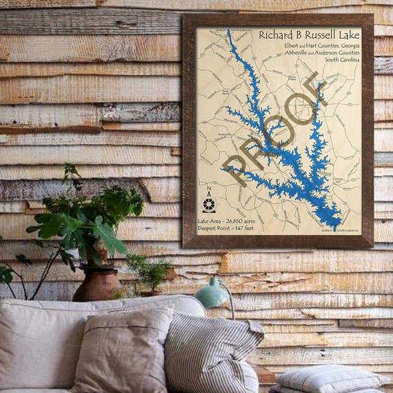 Richard B. Russell Lake SC 3D Wood Map Custom Nautical Map - Etsy Italia