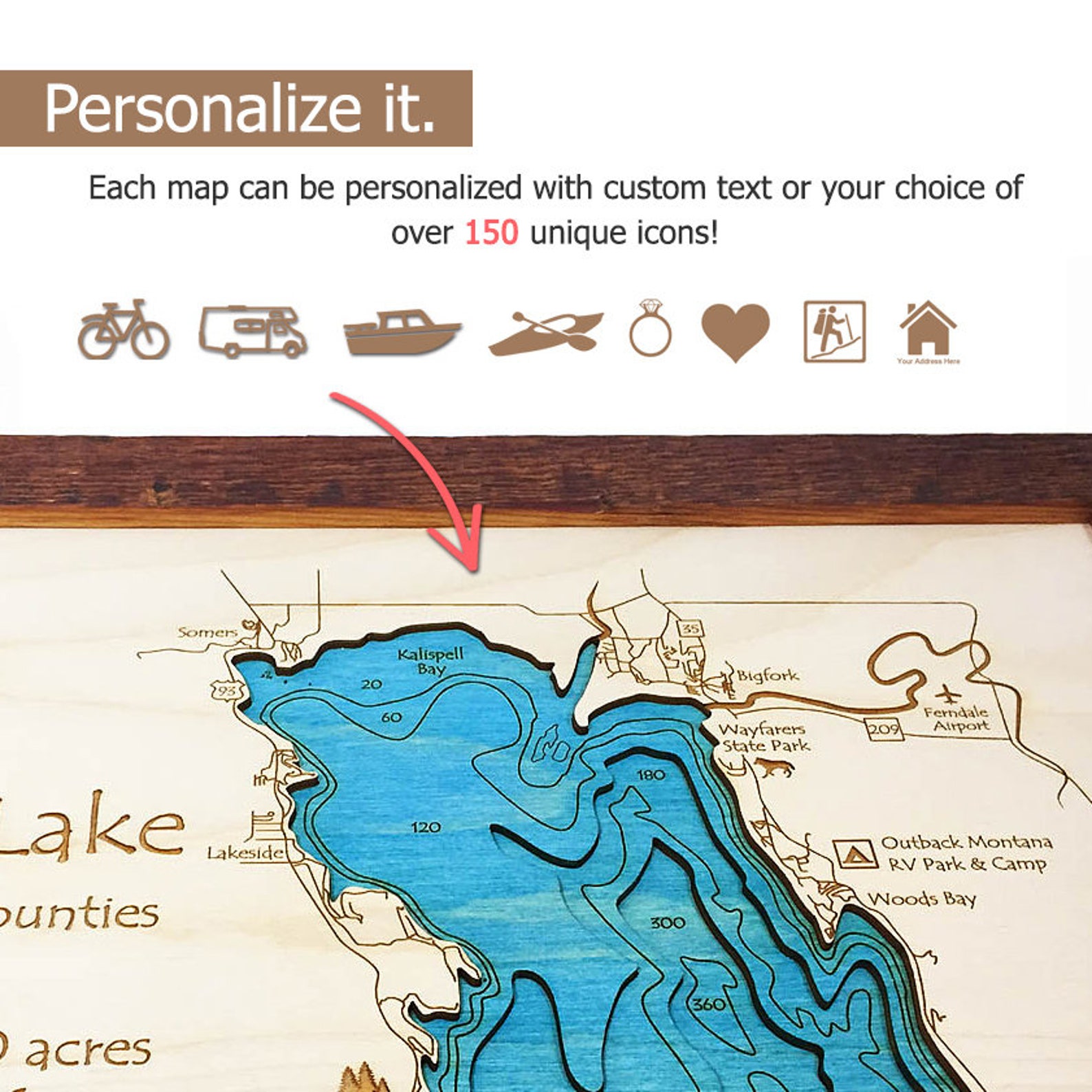 Lake Gogebic, MI 3D Wood Map | Custom Nautical Map, Cabin Decor, Lake ...