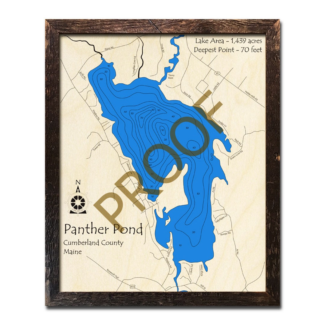 Panther Pond, Maine 3D Wood Map | Cabin Decor - Lake House Décor ...