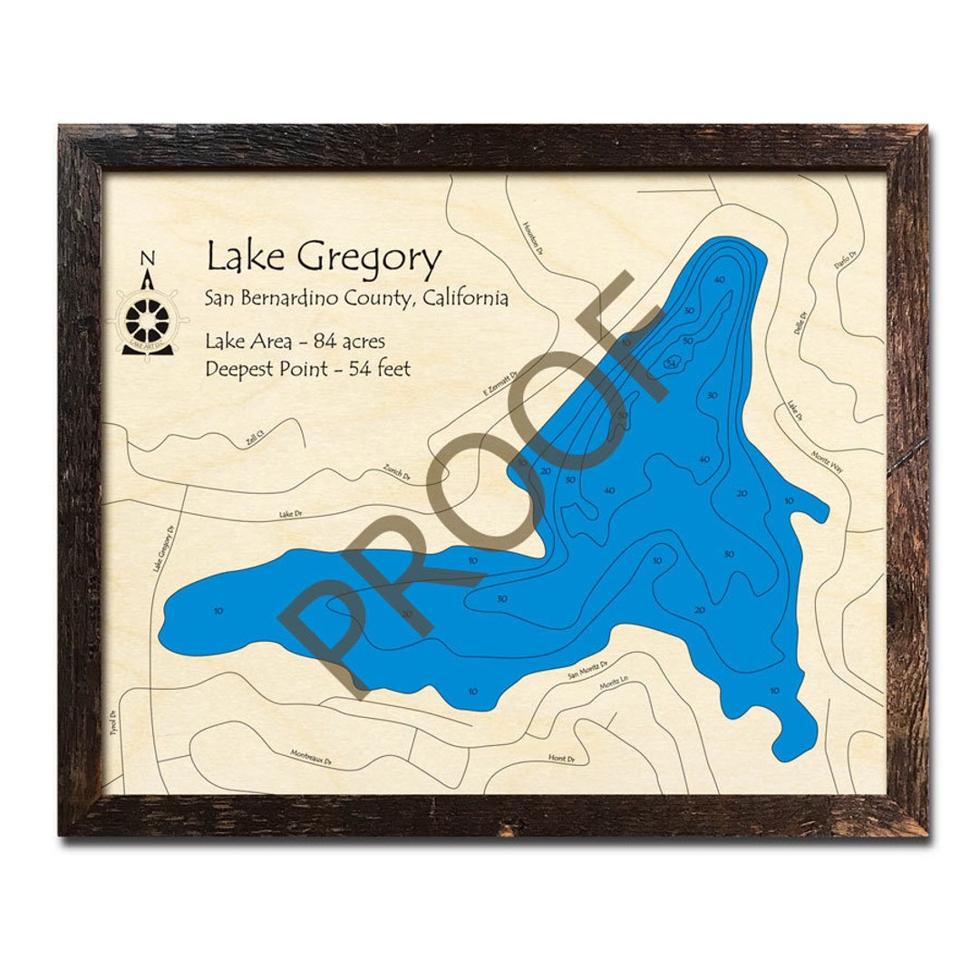 3D Lake Gregory Map | Nautical Wooden Map | Lake House Decor - Cabin ...