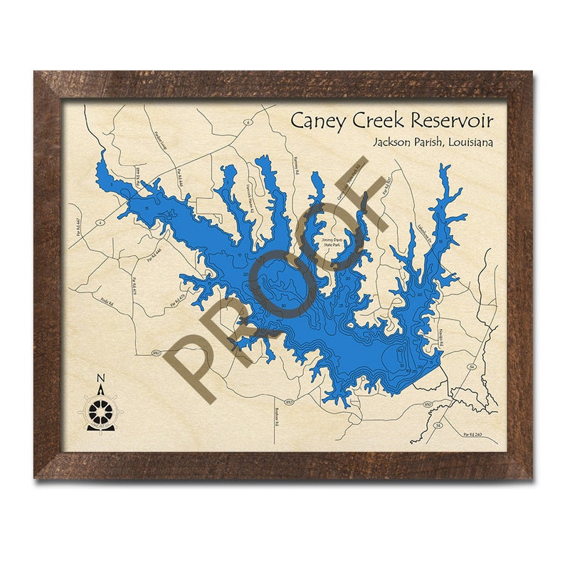 Caney Creek Reservoir Louisiana 3D Wood Map Custom Nautical - Etsy