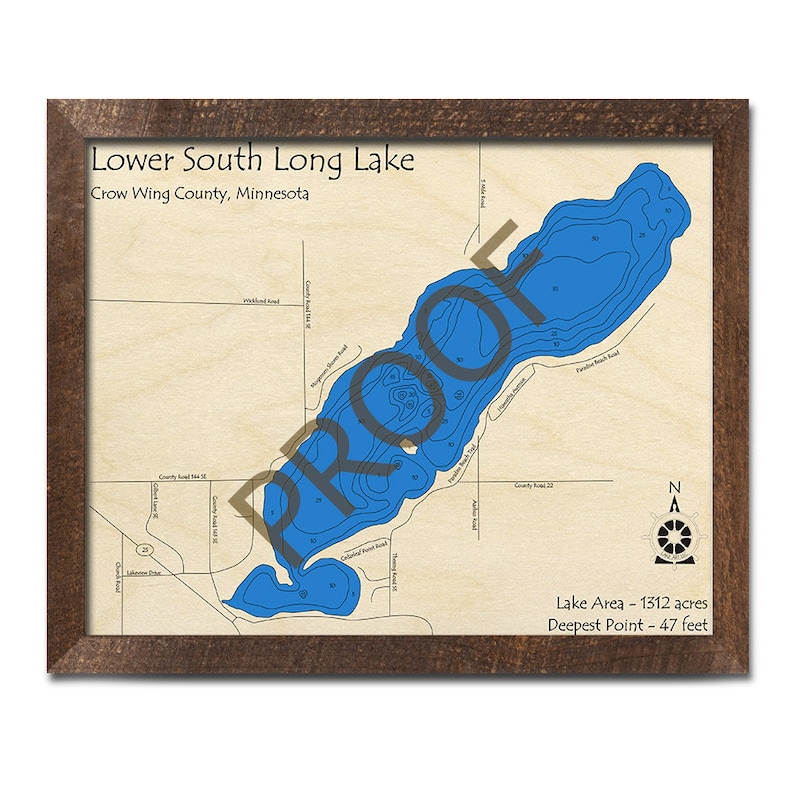 Lower South Long Lake MN 3D Wood Map Custom Nautical Map - Etsy