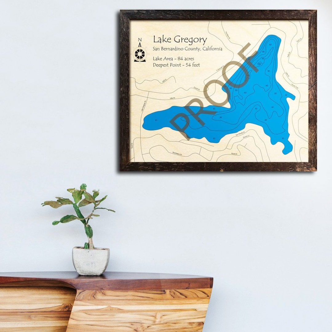 Lake Gregory, California 3D Wood Map | Lake House Decor - Cabin Decor ...