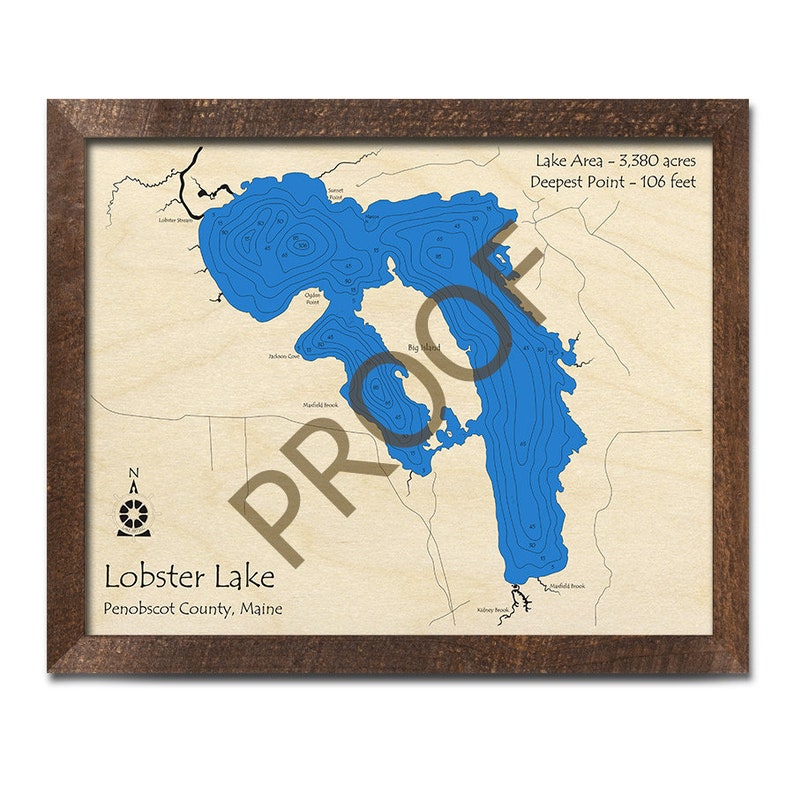 Lobster Lake Maine 3D Wood Map Custom Nautical Map Unique - Etsy