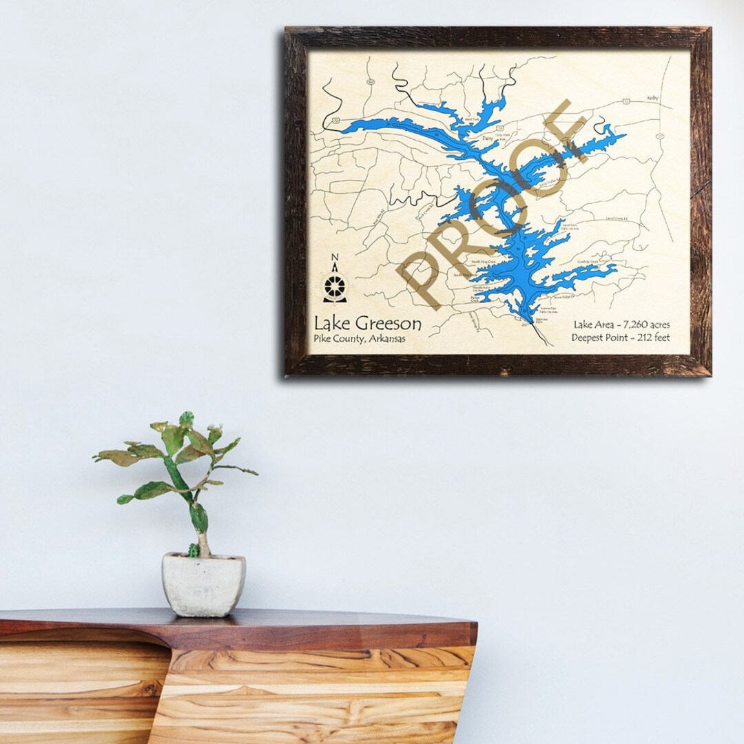 Lake Greeson, AR 3D Wood Map | Custom Cabin Decor - Lake House Décor ...