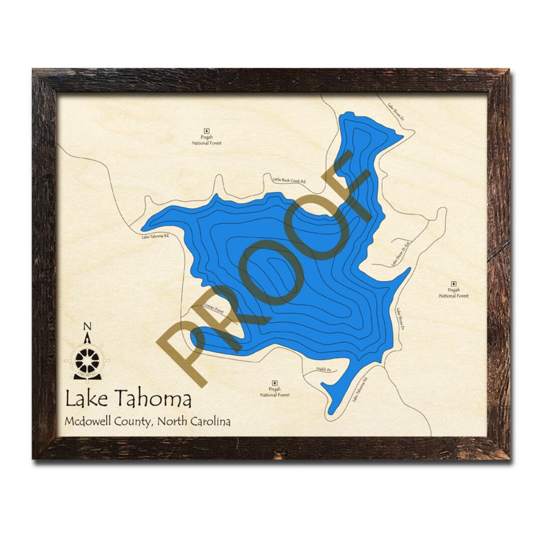 3D Lake Tahoma Map, North Carolina, 3D Wood Map | Custom Cabin Decor ...