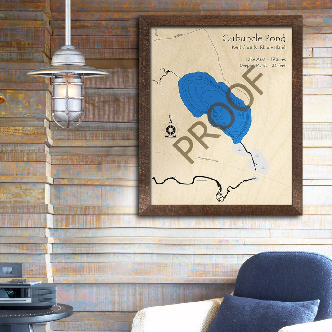 Carbuncle Pond, RI 3D Wood Map | Custom Nautical Map, Unique Cabin ...