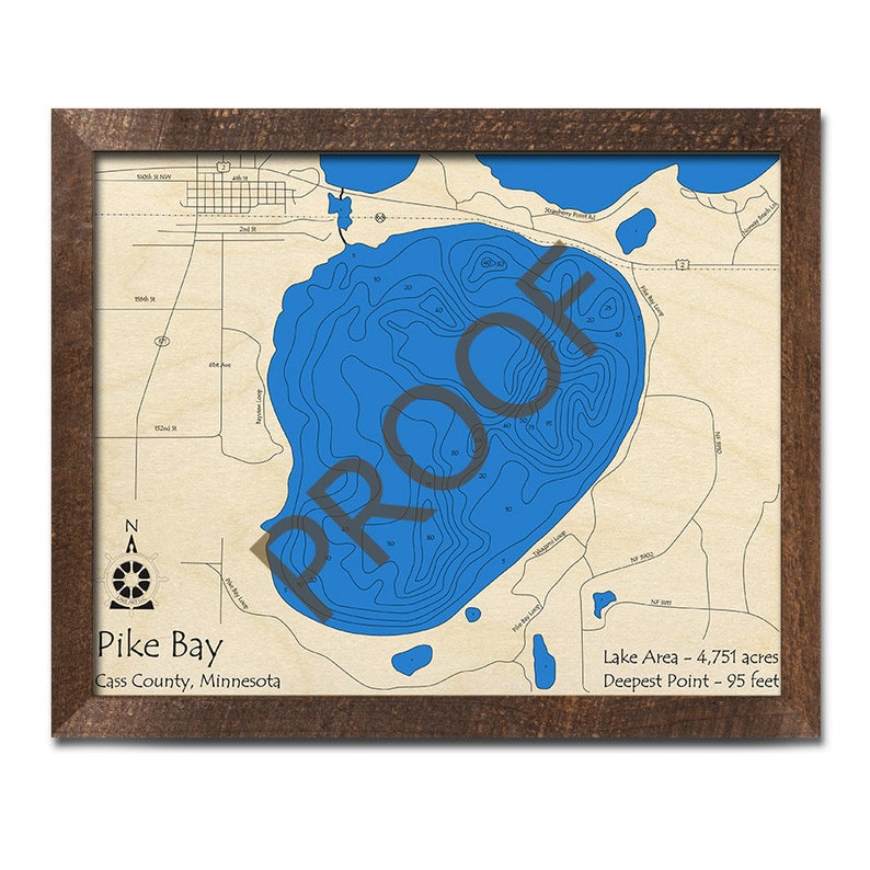Pike Bay MN 3D Wood Map Custom Nautical Map Cabin Decor - Etsy