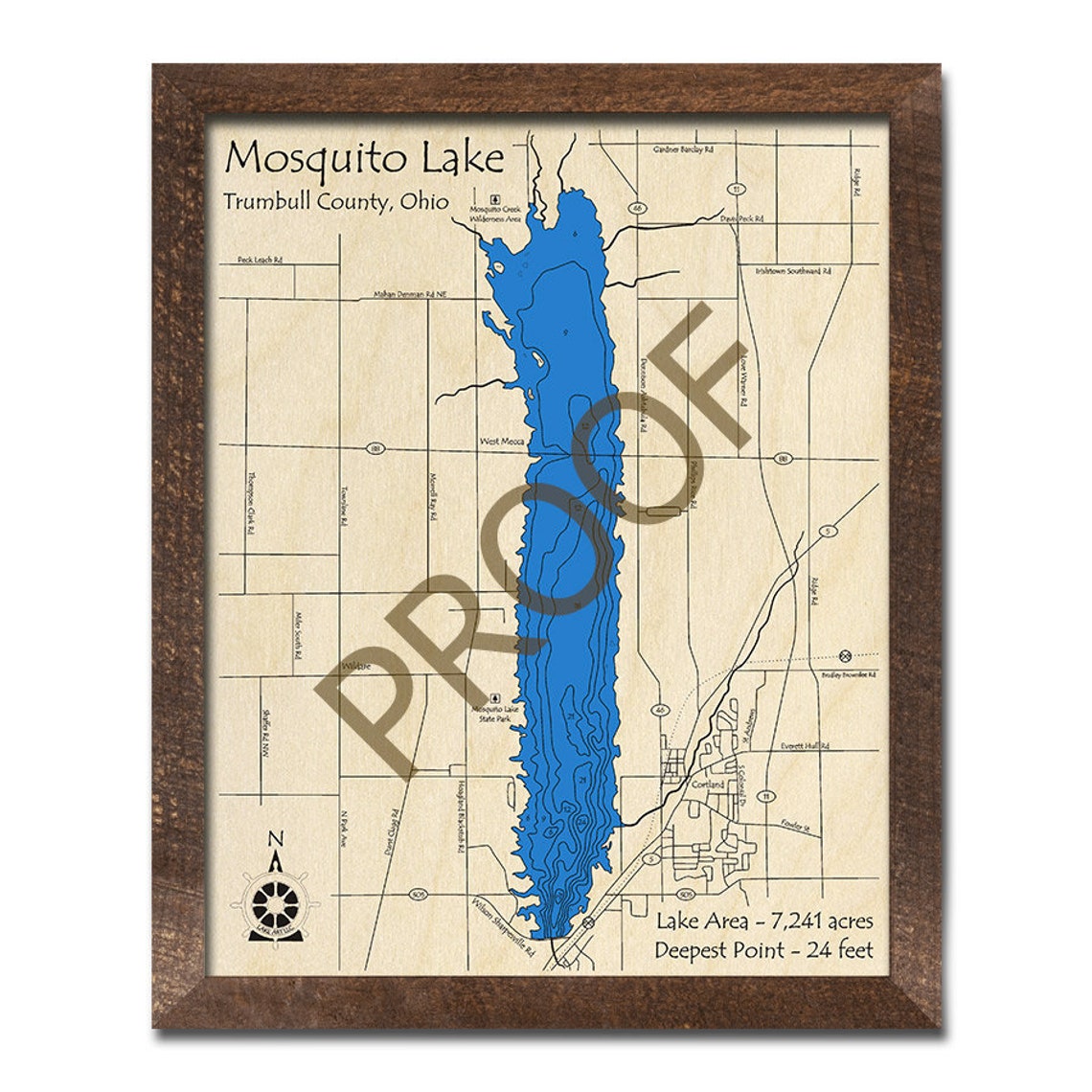 Mosquito Lake Ohio 3D Wood Map Custom Nautical Map Cabin | Etsy