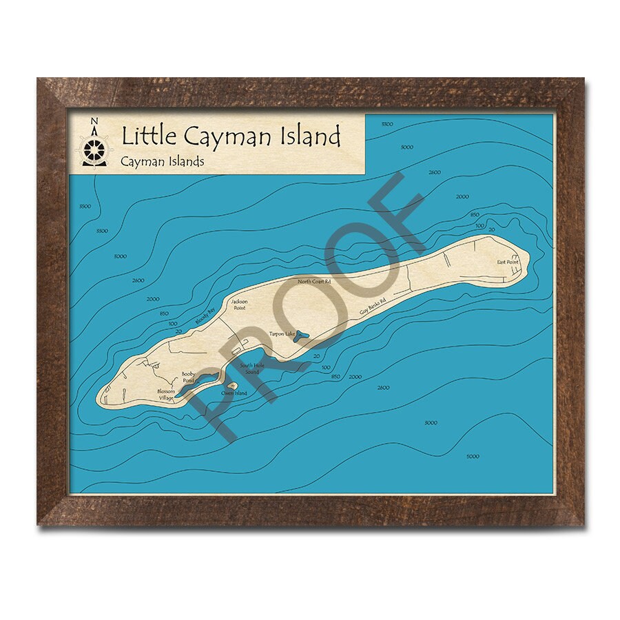 Little Cayman Island 3D Wood Map | Cayman Islands Nautical Chart ...